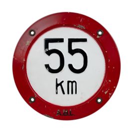 Vintage Czech 55 KM Speed Sign